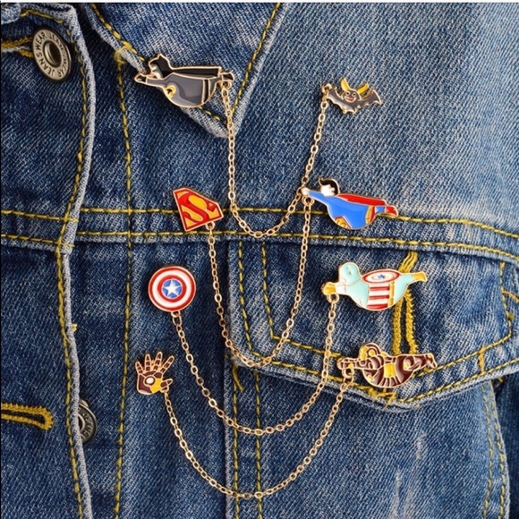 Accessories | Set Of 4 Superhero Enamel Pins | Poshmark